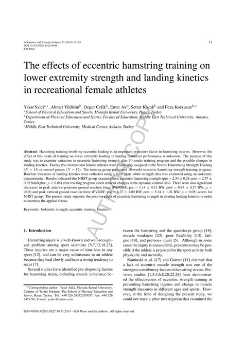 PDF The Effects Of Eccentric Hamstring Training On Lower Extremity Strength And Landing
