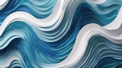 Premium Photo 3d Rendering Paper Cut Wave Pattern Blue Backdrop For