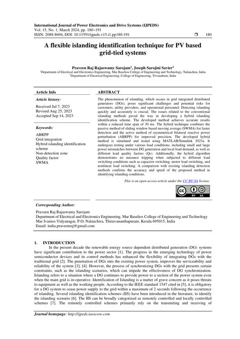 Pdf A Flexible Islanding Identification Technique For Pv Based Grid