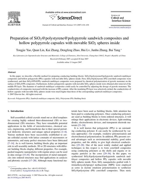 pdf preparation of sio2 polystyrene polypyrrole sandwich composites