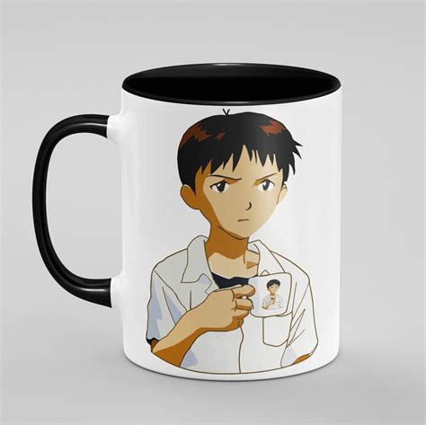 Shinji Ikari Holding A Mug Anime Neon Genesis Evangelion Cute
