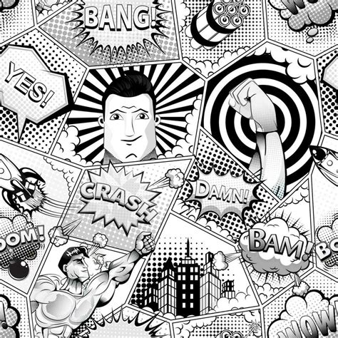Seamless Pattern Of Comic Book Page Divided By Lines With Speech