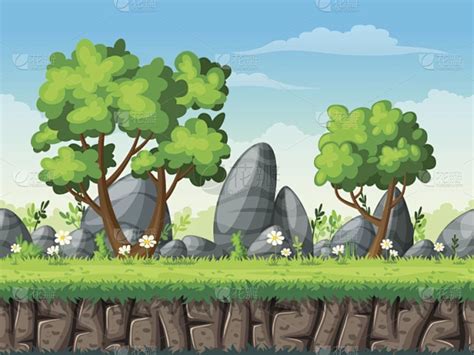 绘画插图 卡通 多层效果 矢量 自然 背景 计算机游戏 天空 水平画幅 无人素材 花瓣网