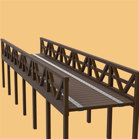 🪵 Large Wood Train Bridge Puente De Trenes De Madera・ Obj File For 3d