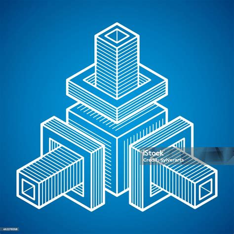 Desain 3d Bentuk Kubus Dimensi Vektor Abstrak Ilustrasi Stok Unduh