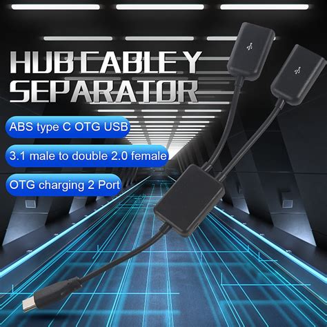 Type C Otg Usb 31 Male To Dual 20 Female Otg Charge 2 Port Hub Cable