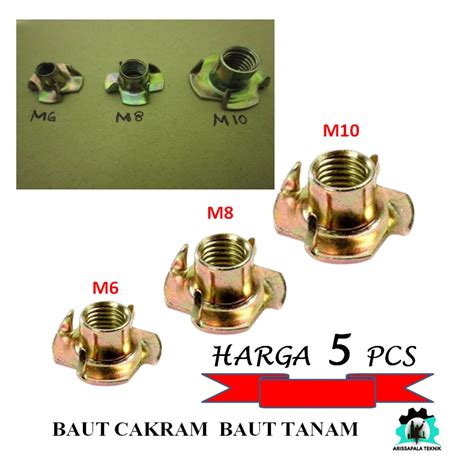 Jual Mur Tanam Baut Cakar Mur T Nut Tee Nut Box Speaker 4 Prong Harga 5 Pcs Shopee Indonesia