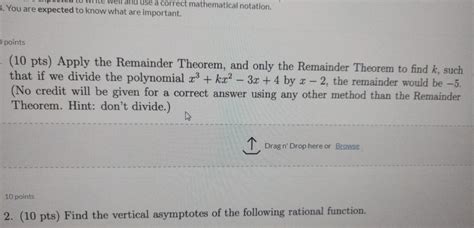 Solved And Use A Correct Mathematical Notation You Are Chegg