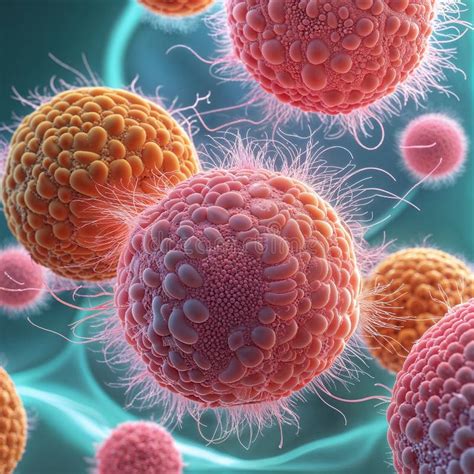 Microscopic Spherical Cells With Intricate Texture And Vibrant Colors Stock Illustration