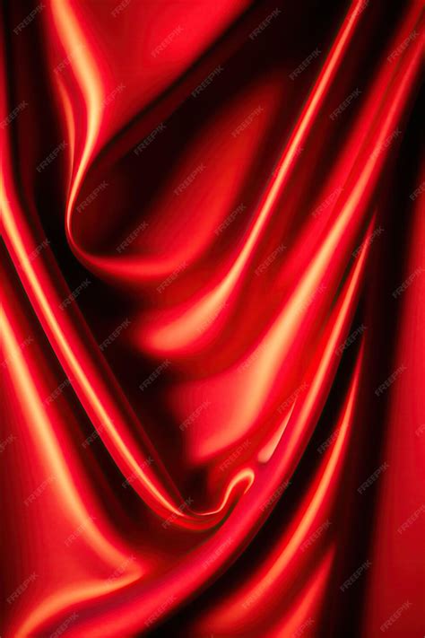 Premium Ai Image Red Silk Fabric Background Ruby Satin Cloth Rippling