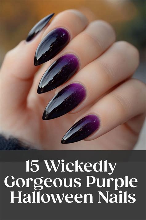 15 Wickedly Gorgeous Purple Halloween Nails Black Halloween Nails