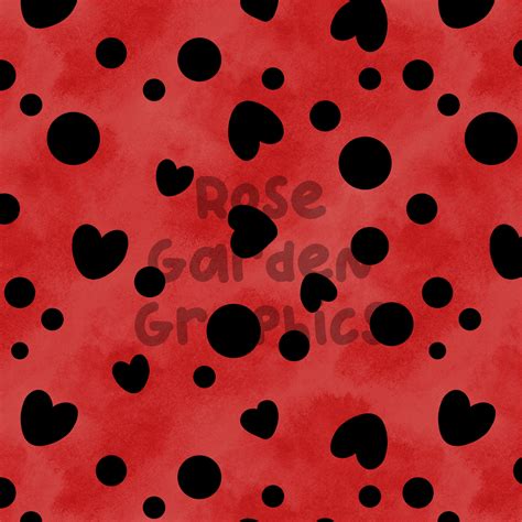 Ladybug Hearts Coordinate Seamless Image Rose Garden Graphics