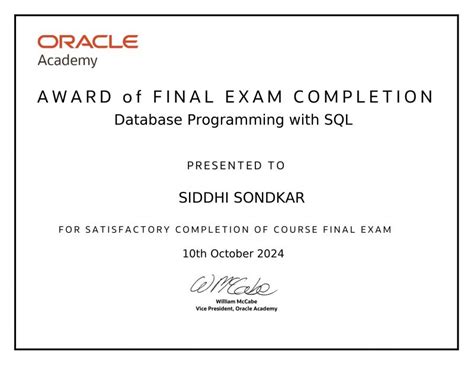 Siddhi Sondkar On Linkedin Databaseprogramming Sql Oracleacademy