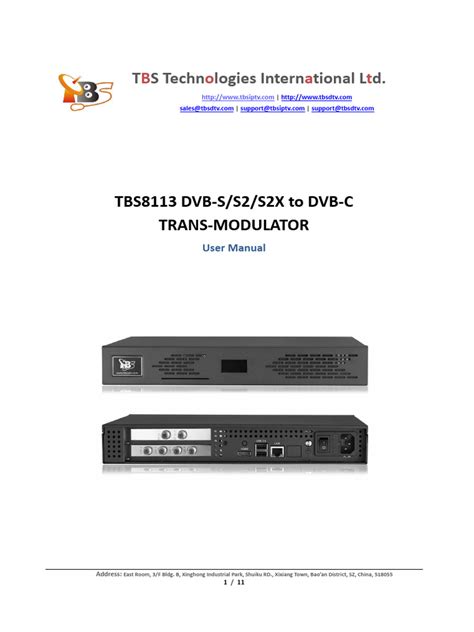 Tbs8113 Dvb S S2 S2x To Dvb X Trans Modulator User Manual Pdf Computer Network Ip Address