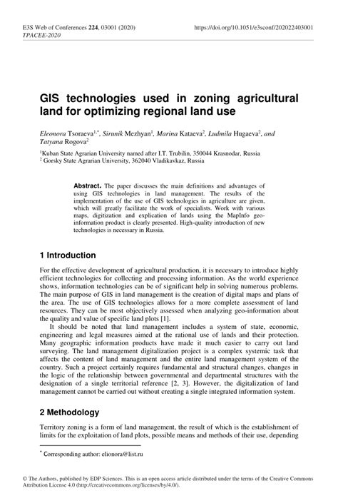 Pdf Gis Technologies Used In Zoning Agricultural Land For Optimizing