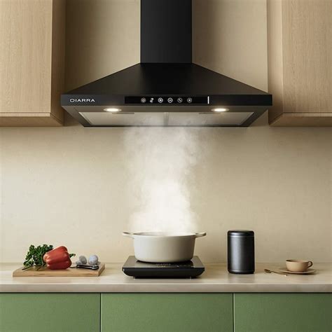 Ciarra 30 In Convertible 450 Cfm Black Wall Mounted Range Hood At