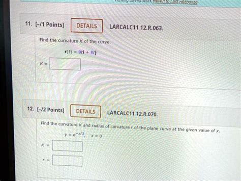 Solved Ld 3e5ponse 11 [ 1 Points] Details Larcalcti 12 R 063 Find