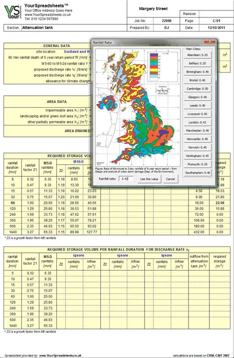 Stormwater Drainage Design Spreadsheet In Attenuation Tank Design