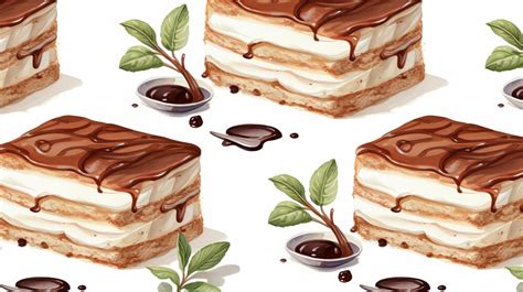 Watercolor Tiramisu Pattern Premium Ai Generated Image