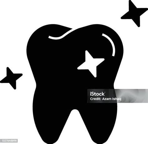 빛나는 치아 벡터 글리프 아이콘 디자인 깨끗하고 반짝이는 치아 개념 구강 위생 기호 내뇌증 사인 치과 및 치열 교정 스톡 일러스트 가글에 대한 스톡 벡터 아트 및 기타