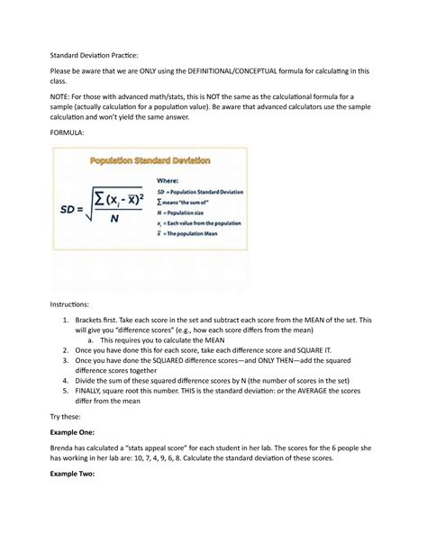 Explanation And Examples For Standard Deviation Psyc1030 Standard