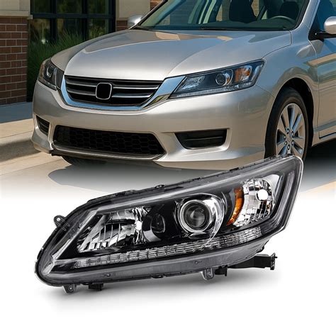 Akkon 2013 2015 Honda Accord 4 Door Sedan Black Clear Halogen Lens