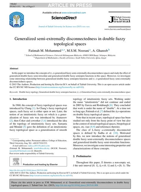 Pdf Generalized Semi Extremally Disconnectedness In Double Fuzzy