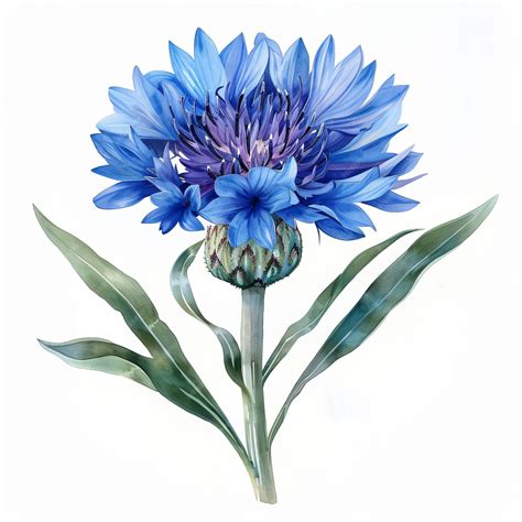 Premium Photo Botanical Watercolor Drawing Of Cornflower Centaurea