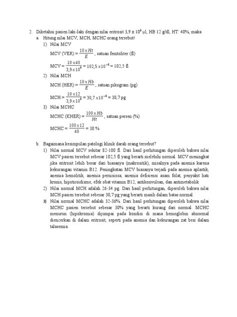 Perhitungan Mcv Mch Mchc Pdf