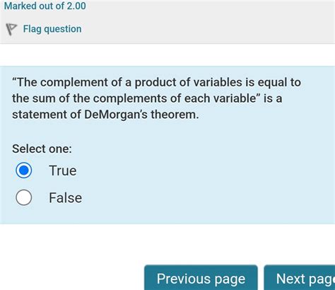 Solved Marked Out Of Flag Question The Complement Of A Chegg