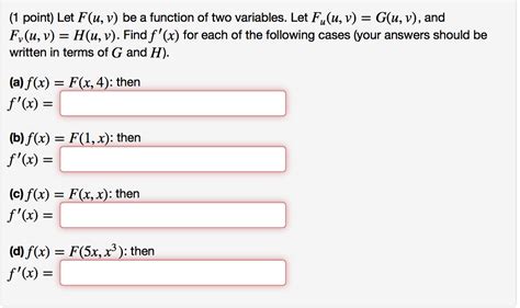 Solved Let F U V Be A Function Of Two Variables Let Chegg Com