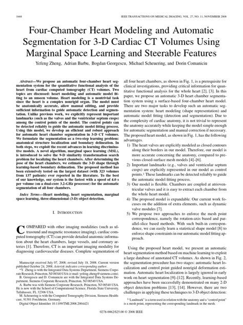 Four Chamber Heart Modeling And Automatic Segmentation For 3 D Cardiac