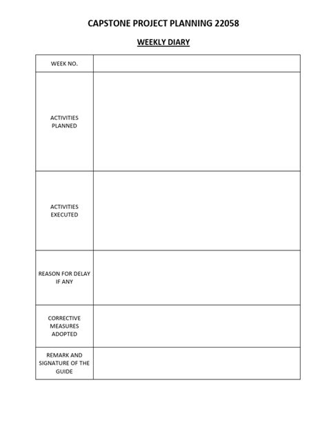 Capstone Project Planning Diary Pdf