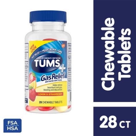 Tums Gas Relief Chewy Bites Chewable Antacid Tablets Lemon