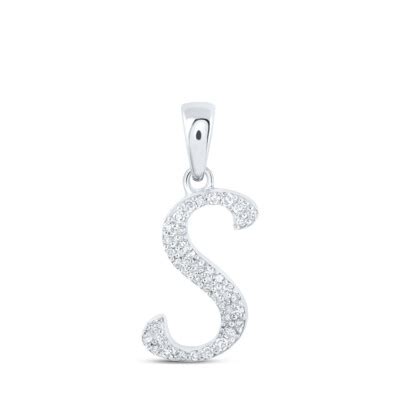10kt White Gold Womens Round Diamond S Initial Letter Pendant 110 Cttw