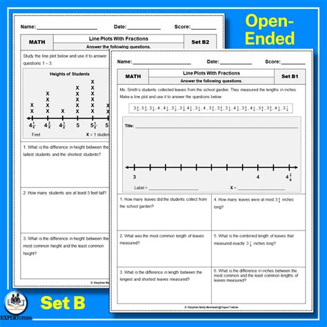 Line Plots With Fractions Worksheets Expertuition