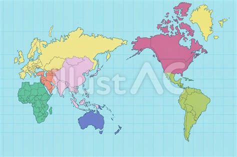 世界地図・大陸色分けイラスト No 22620512｜無料イラスト・フリー素材なら「イラストac」