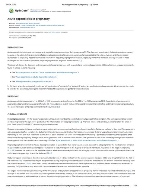Acute Appendicitis In Pregnancy Uptodate Pdf Ct Scan Pregnancy