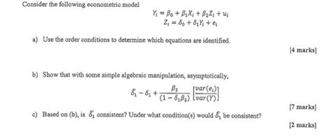 solved consider the following econometric model y bo