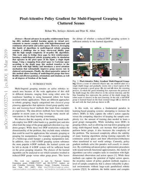 Pixel Attentive Policy Gradient For Multi Fingered Grasping In