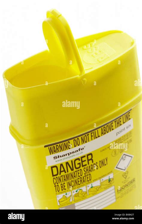 Cutout Of Sharpsafe Boxes Used To Dispose Of Clinical Waste In Hospitals Stock Photo Alamy