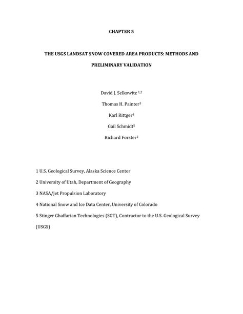 Pdf The Usgs Landsat Snow Covered Area Products Methods And