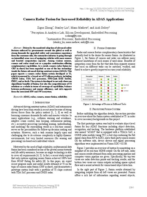 2 Camera Radar Fusion For Increased Reliability In Adas Applications Pdf