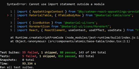 unit tests failing with material table core 4 1 0 · issue 300