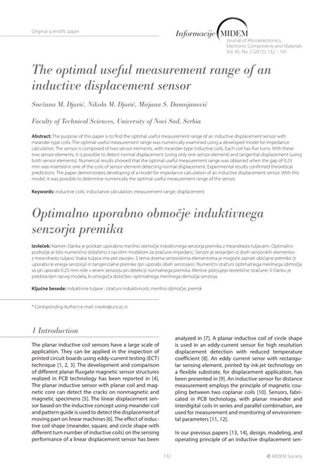 pdf the optimal useful measurement range of an inductive displacement