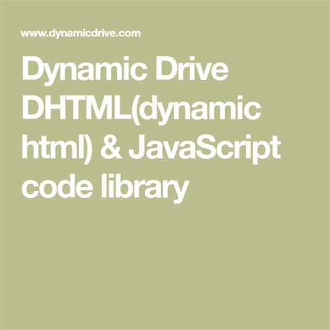 Dynamic Drive Dhtmldynamic Html And Javascript Code Library Html