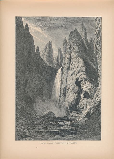 1872 Yellowstone National Park Tower Fall Antique Engraving Print Etsy