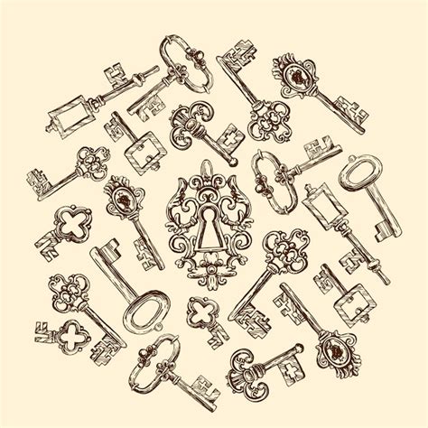 그림 빈티지 키 프리미엄 벡터