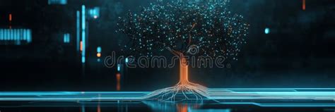 Digital Tree Of Growth Futuristic Tree Glowing Roots Data Network Technology Growth Digital