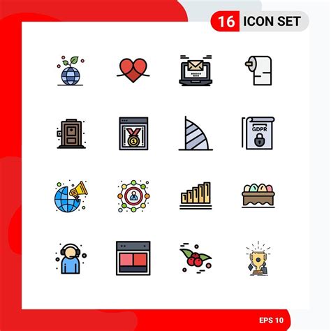 16 Universal Flat Color Filled Lines Set For Web And Mobile Applications Home Paper Wrapper